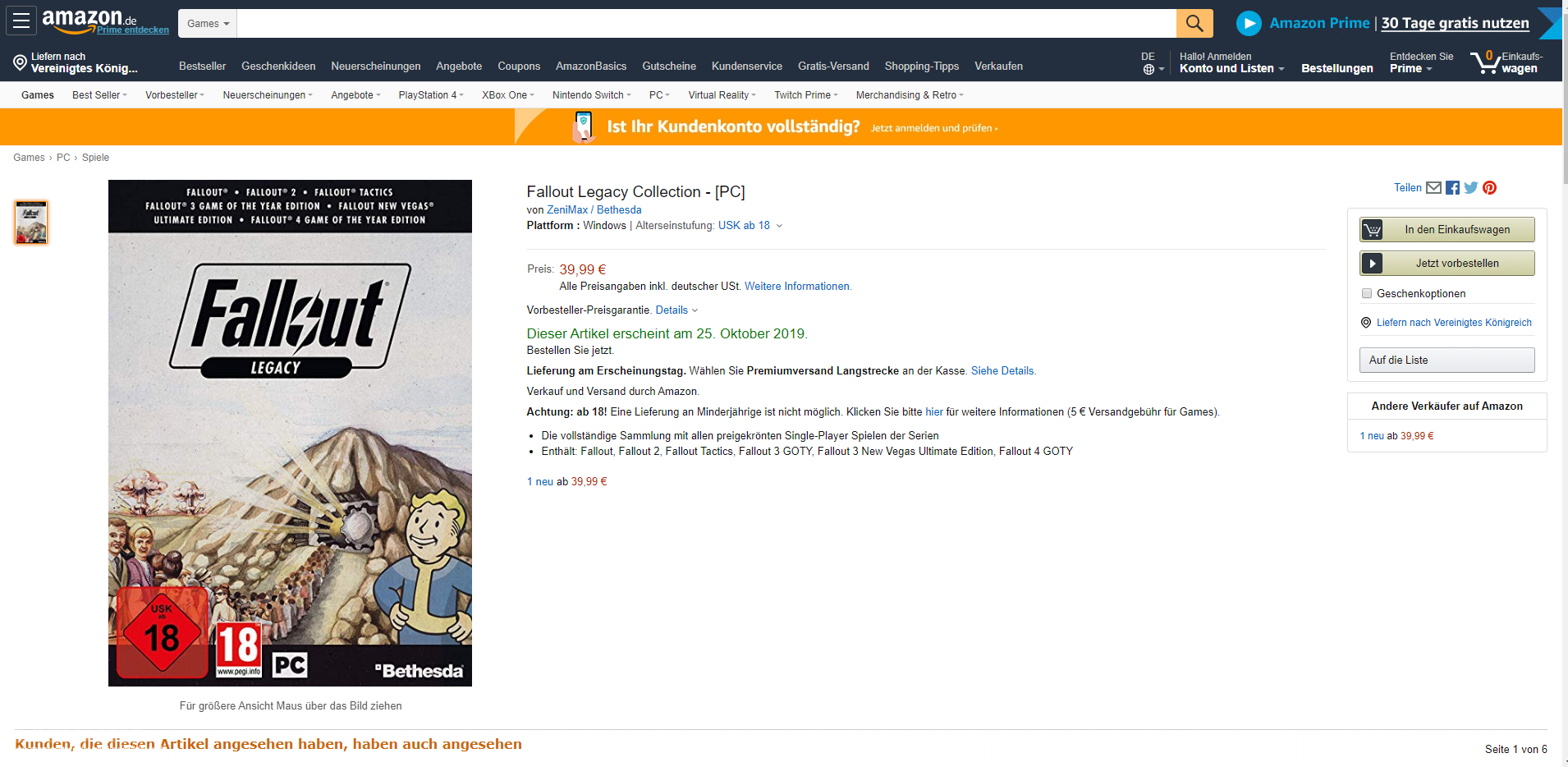 Fallout Legacy Collection seems to be coming later this October ...