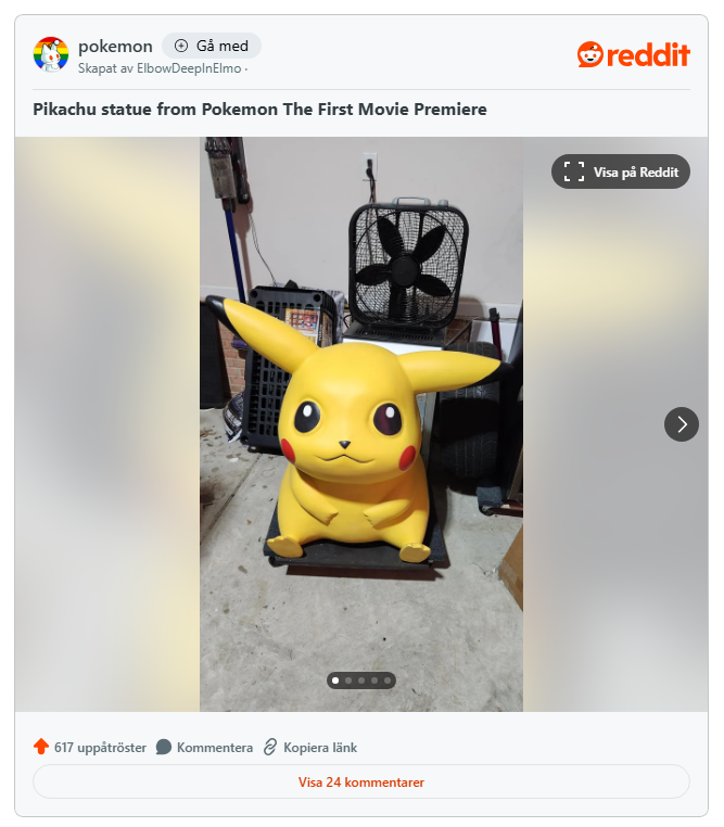 Pikachu statue rescued from the trash - Turns out It was from the first ...