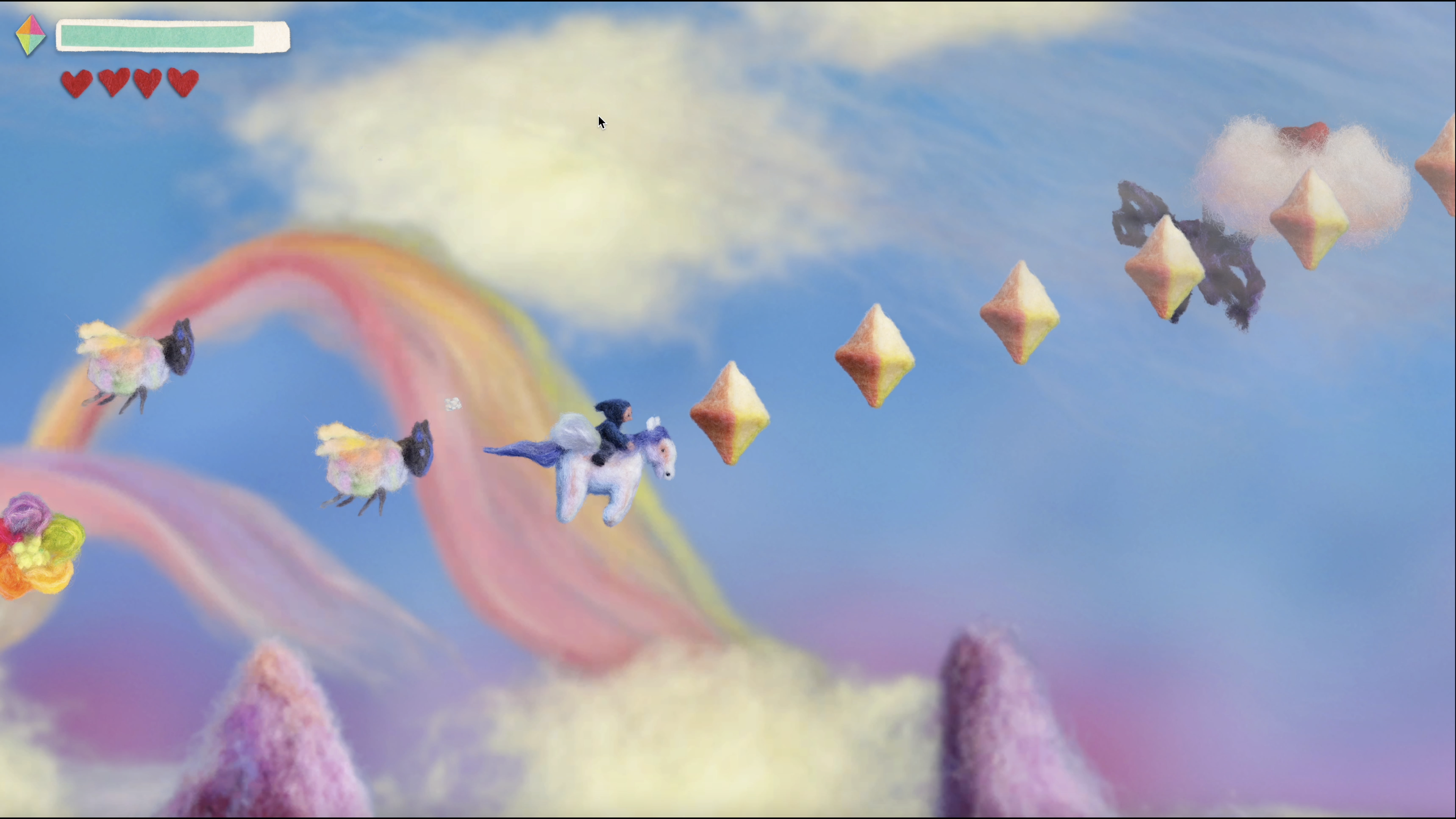 Feltopia is a knitted stop-motion animated arcade side-scroller