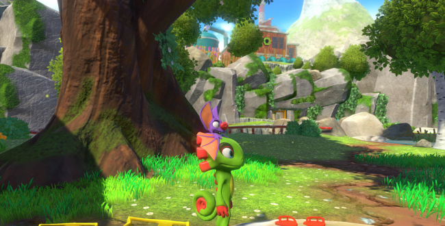 First screenshot of Yooka-Laylee with the N64 filter