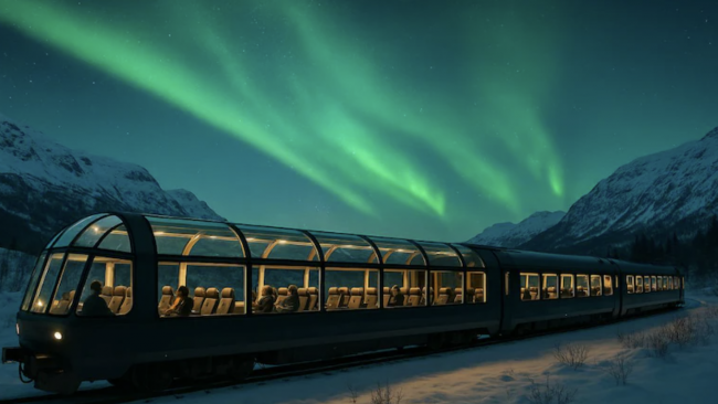 Norway launches world's first panoramic night train to chase Northern ...