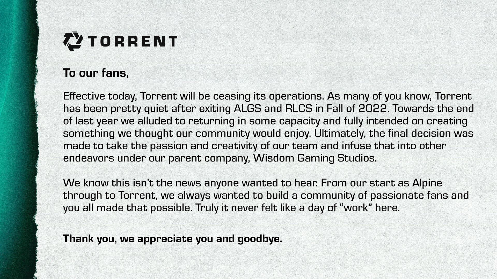 Esports organisation Torrent is shutting down - - Gamereactor
