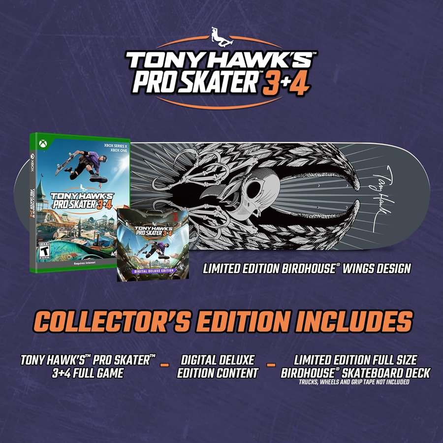 Tony Hawk's Pro Skater 3 + 4: Collector's Edition includes an actual skateboard deck