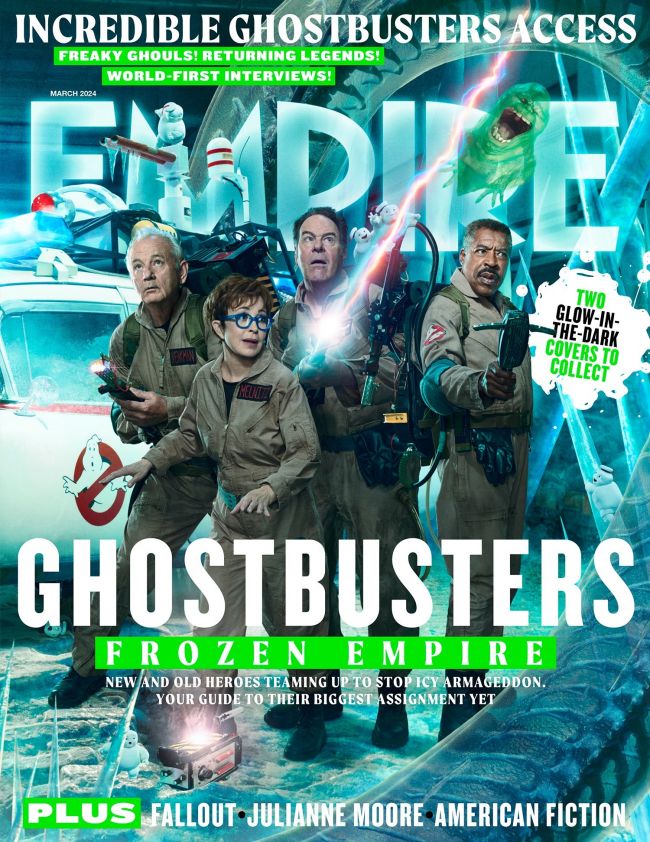 The old Ghostbusters gang pose together in new Frozen Empire photos - Ghostbusters: Frozen ...