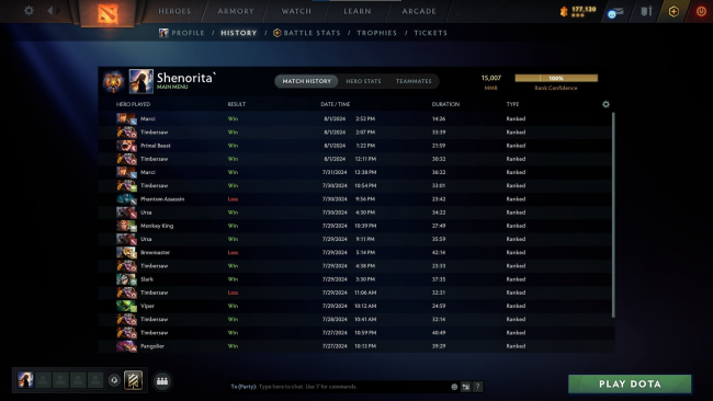 The first player to reach 15k MMR in Dota 2 is raising questions from fans