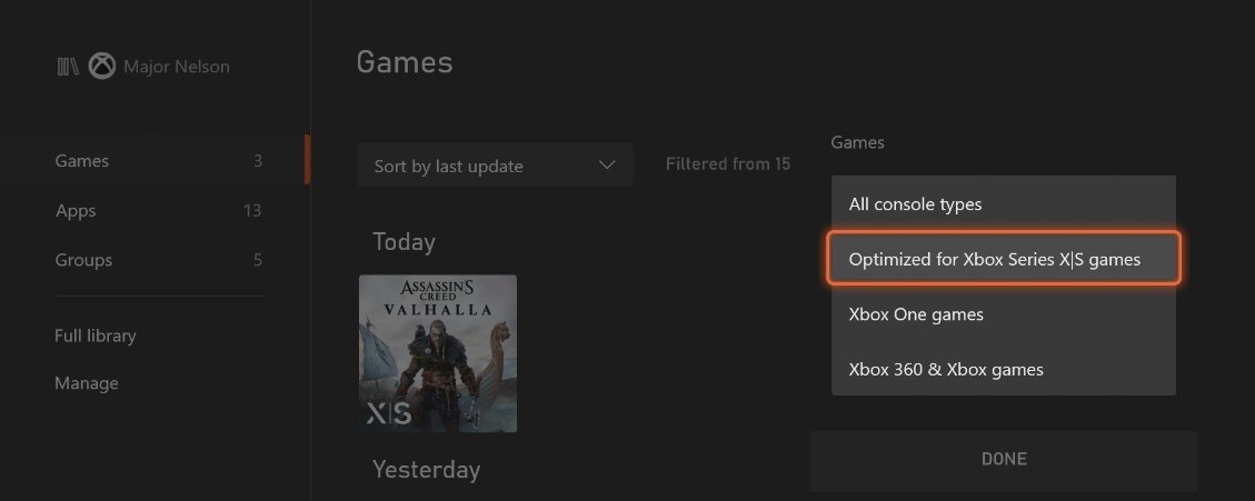 This is how Xbox Series X enhanced games appear on the dashboard ...