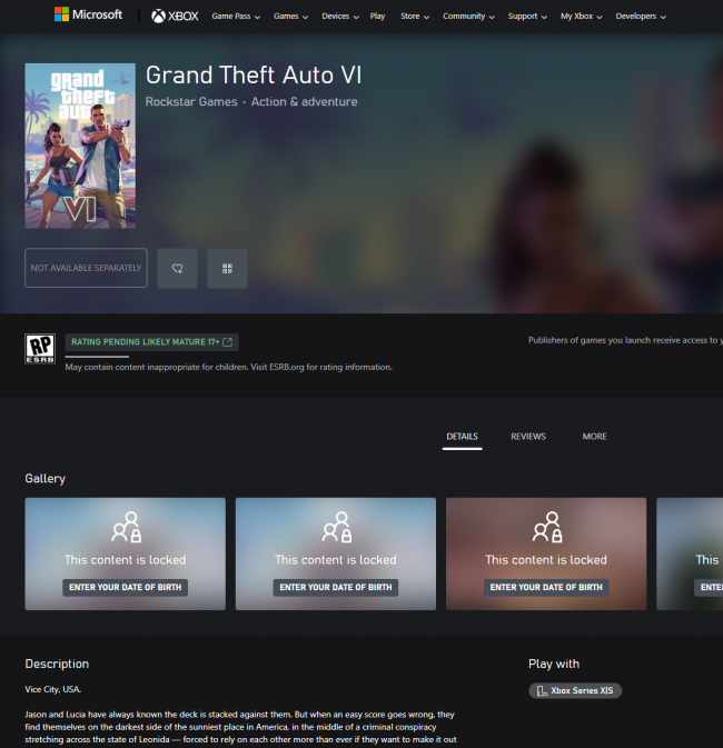 Grand Theft Auto VI will also be released on Xbox Series S