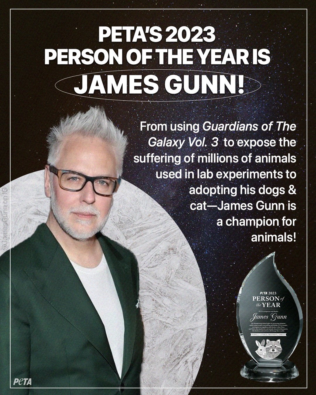 PETA has named James Gunn its Person of the Year - - Gamereactor