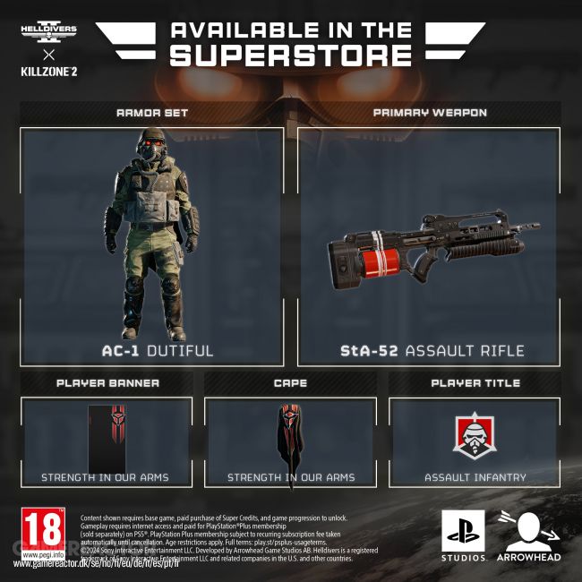 Helldivers II lets you run democracy now dressed as the Helghast from Killzone