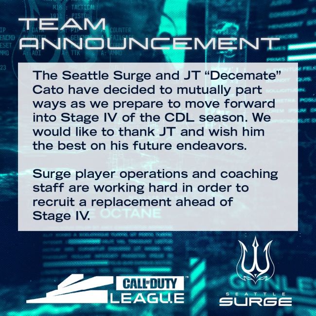 Seattle Surge parts ways with Decemate - Call of Duty: Black Ops Cold ...