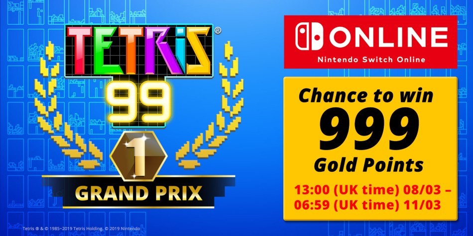 Tetris 99's timed event lets players earn 999 Gold Points