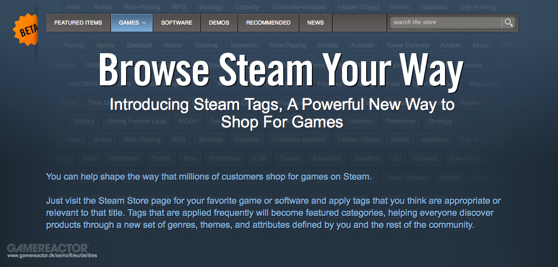 Valve updates online store with Steam Tags - - Gamereactor