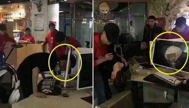Chinese gamer headbutts through a monitor in rage - - Gamereactor