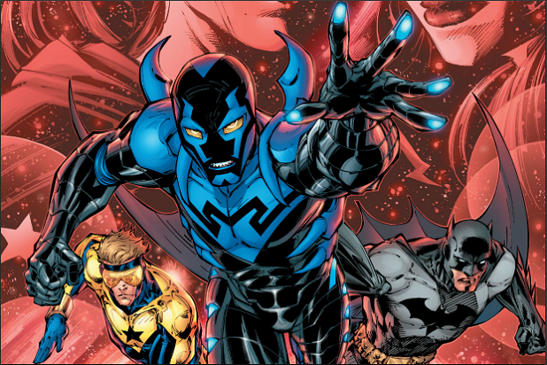Images of Xolo Maridueña in full costume for the DC film Blue Beetle ...