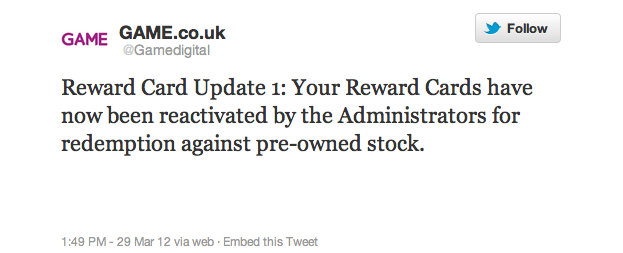 GAME Reward Cards reactivated - - Gamereactor