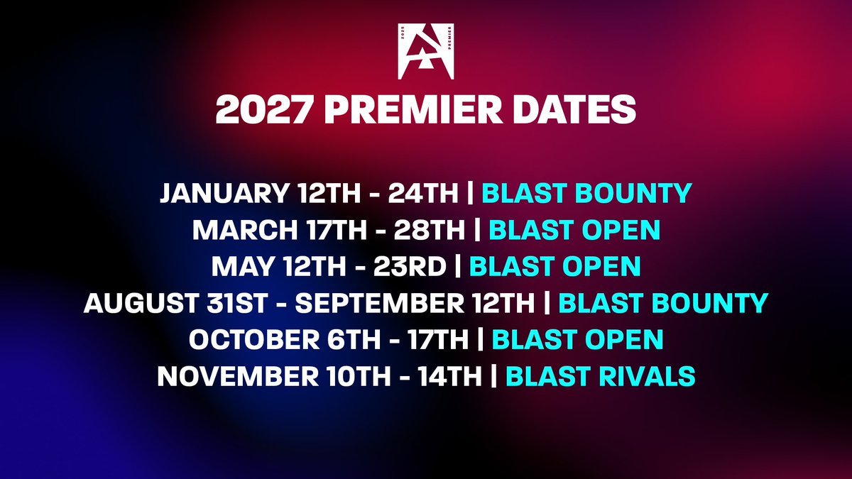 BLAST Premier reveals 2027 Counter-Strike 2 schedule