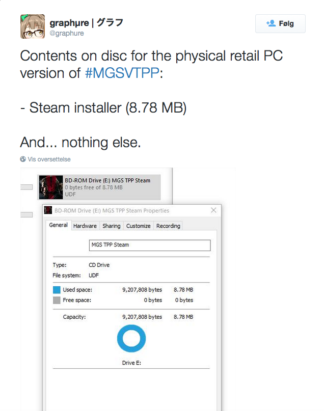 No actual content on your MGS V PC disc - Metal Gear Solid V: The ...