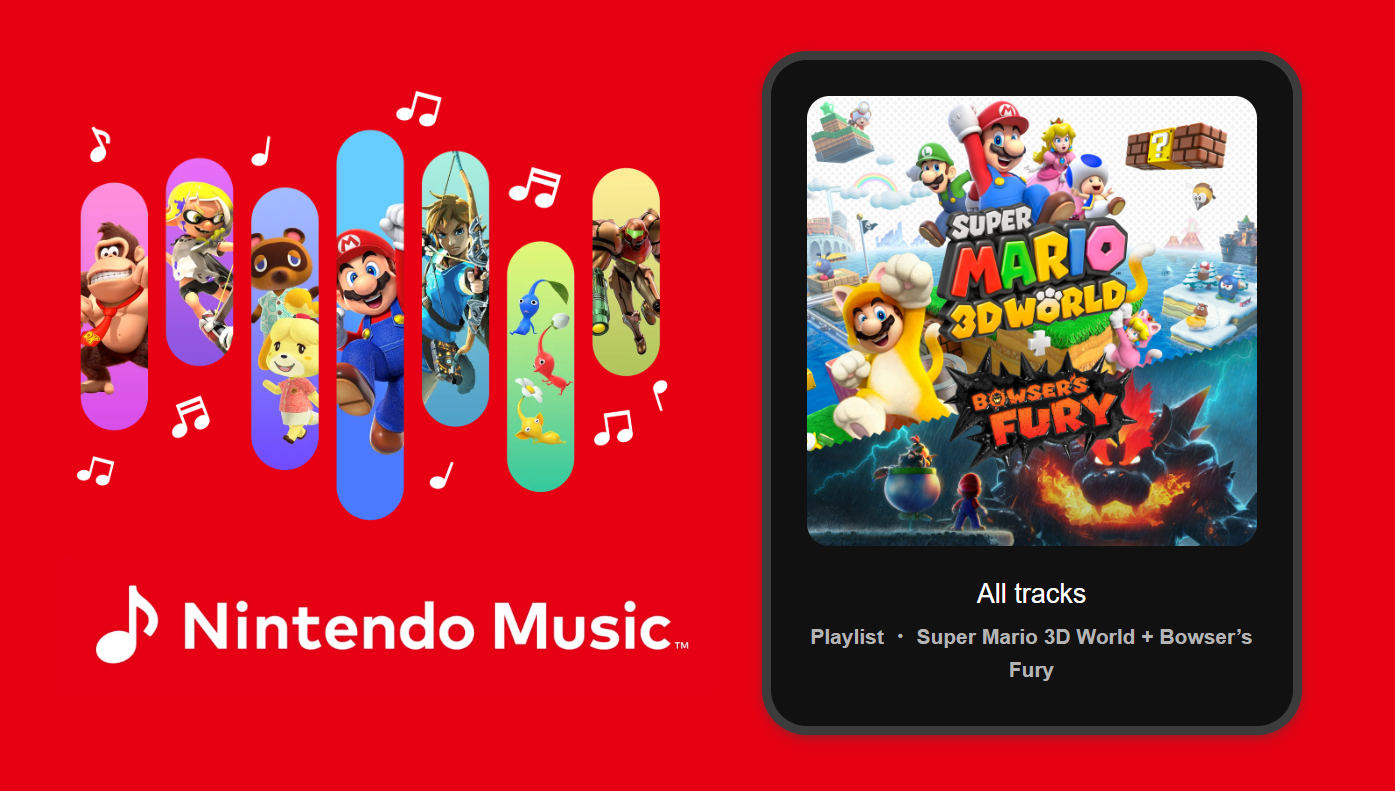 Super Mario 3D World + Bowser's Fury added to the Nintendo Music app