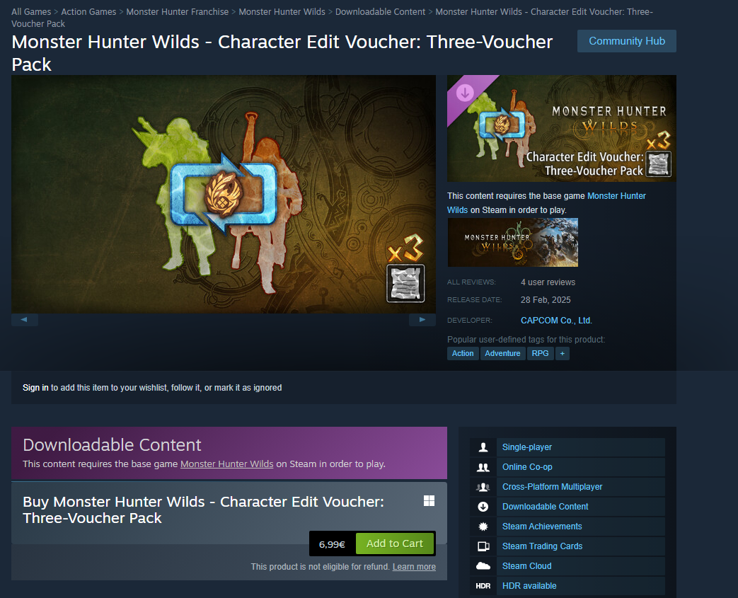 Monster Hunter: Wilds forces you to pay to change your character's appearance