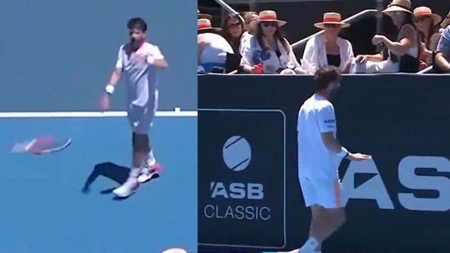 British tennis player Cameron Norrie avoids disqualification after hitting an spectator with his ...