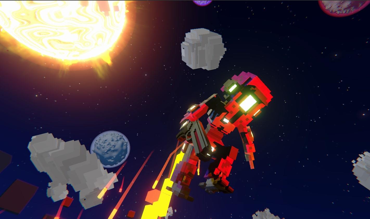 Astromine is a co-op survival game set in a destructible voxel solar system