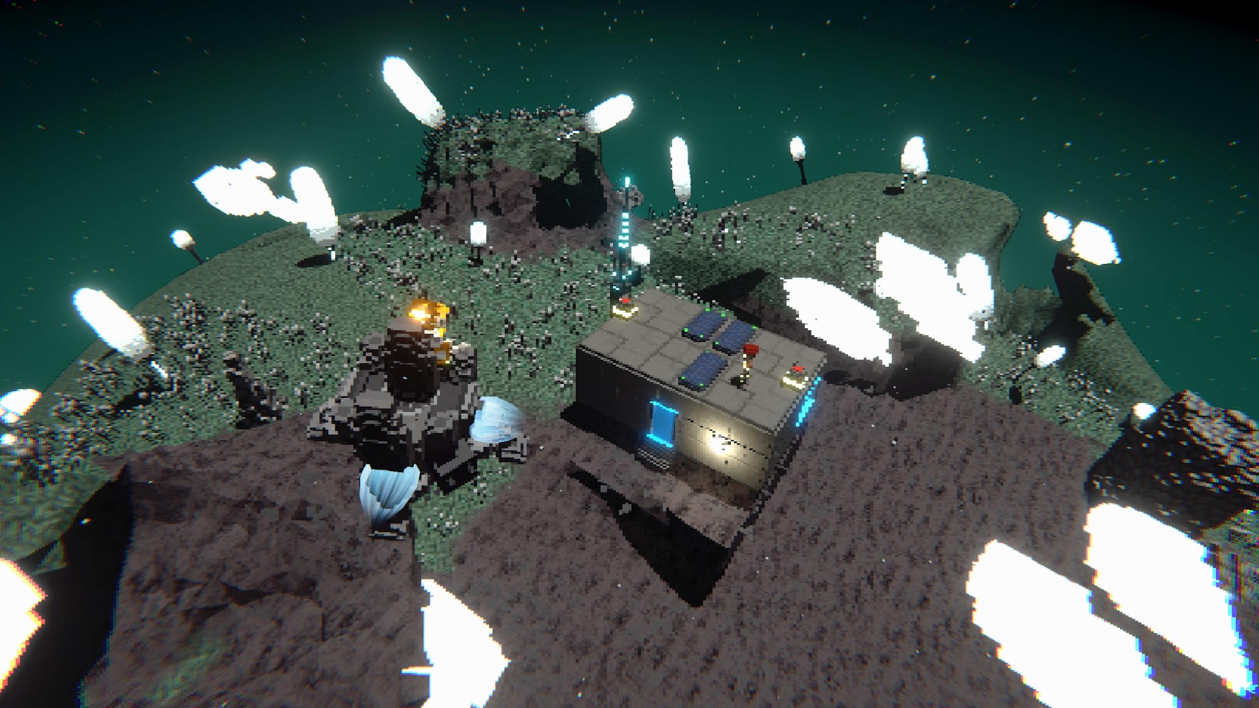 Astromine is a co-op survival game set in a destructible voxel solar system