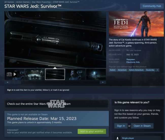 Star Wars Jedi: Survivor's release date leaks