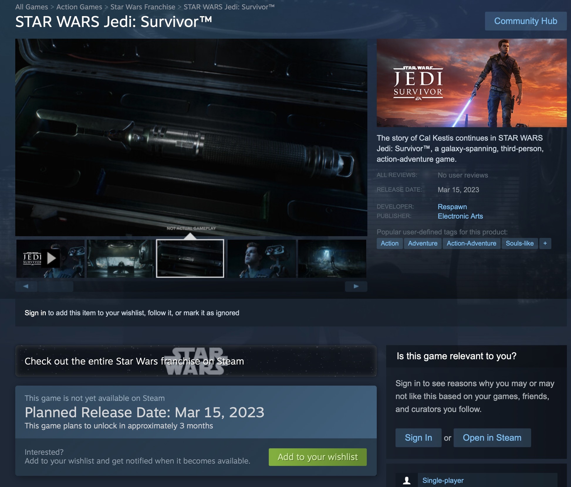 Star Wars Jedi: Survivor's release date leaks