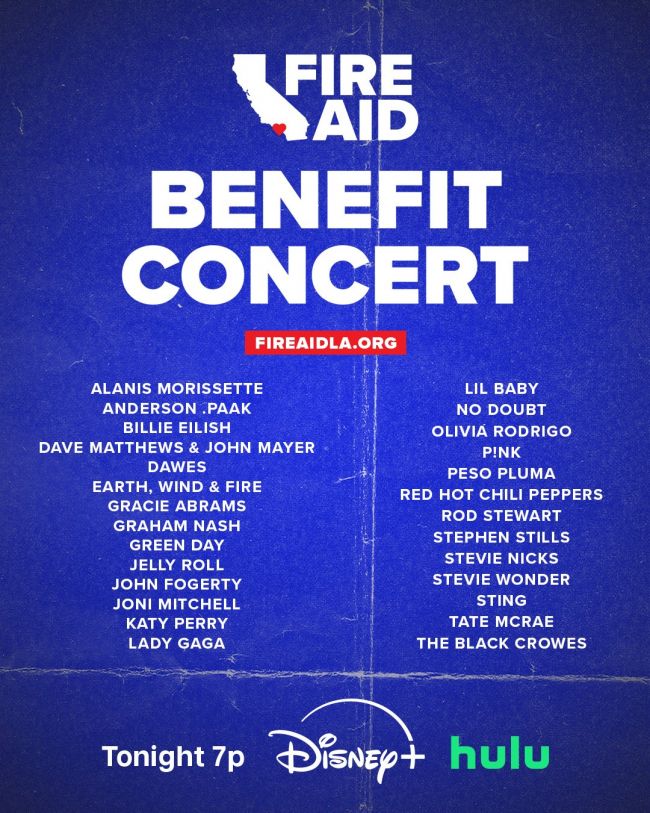 The FireAid concert has concluded and featured appearances from ...