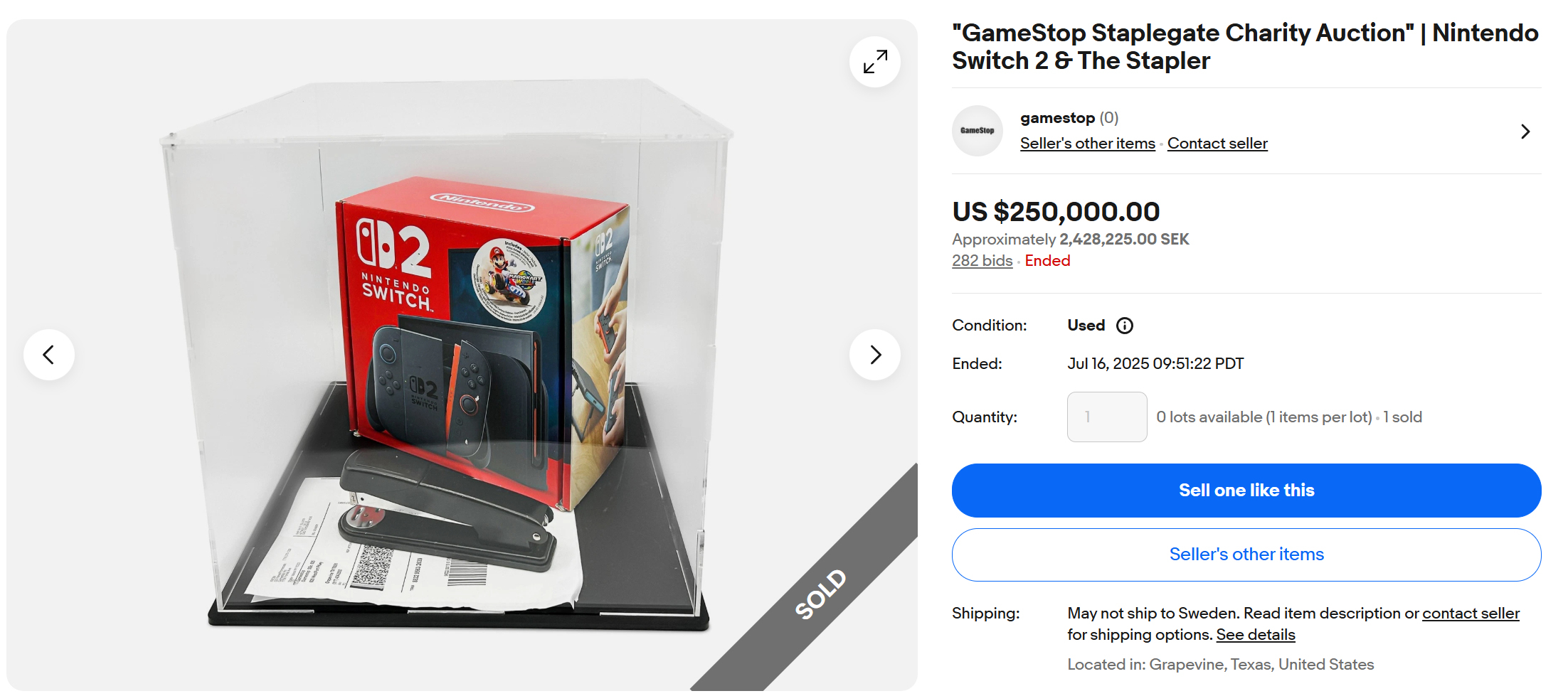 The world famous Switch 2 unit that was destroyed with a stapler sold ...