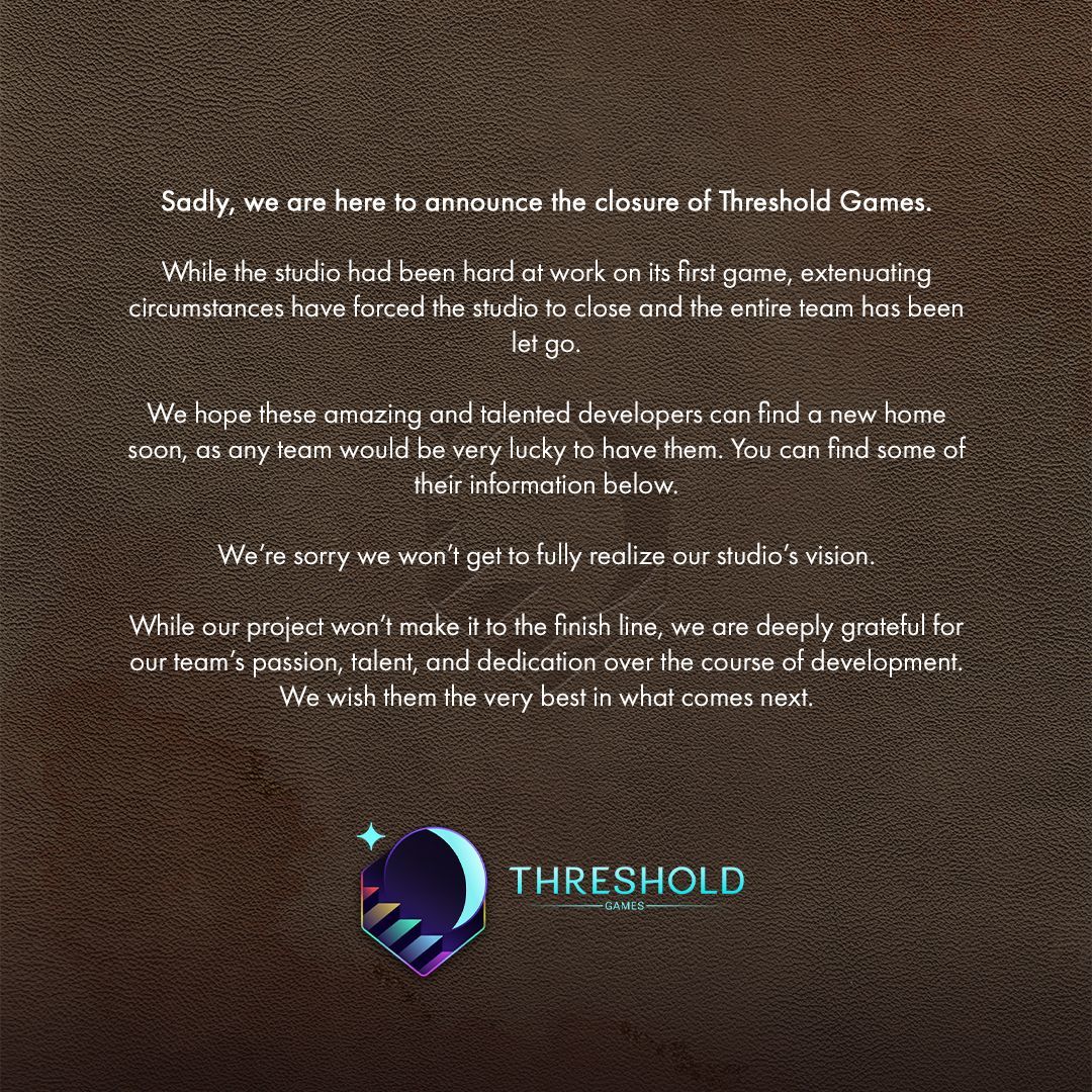 Indie developer Threshold Games has announced its closure - - Gamereactor
