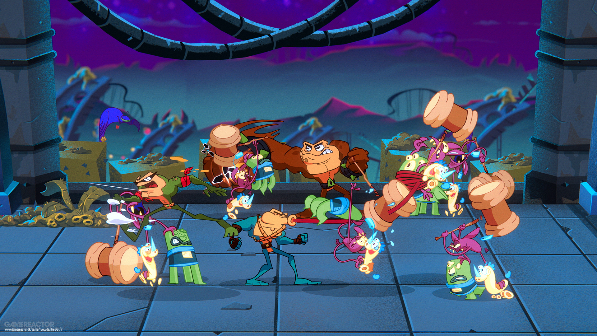 Here are the first screens and a trailer for the new Battletoads