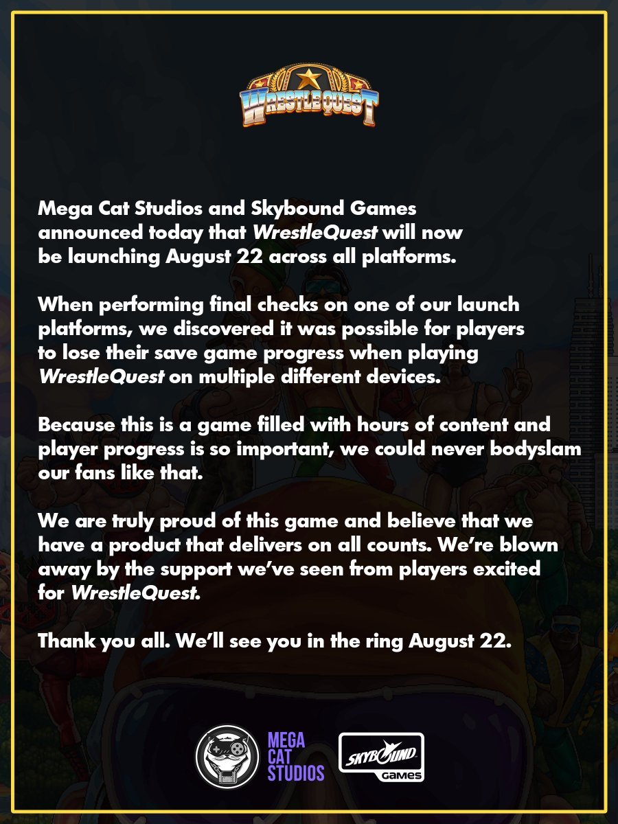 WrestleQuest gets delayed 2 weeks
