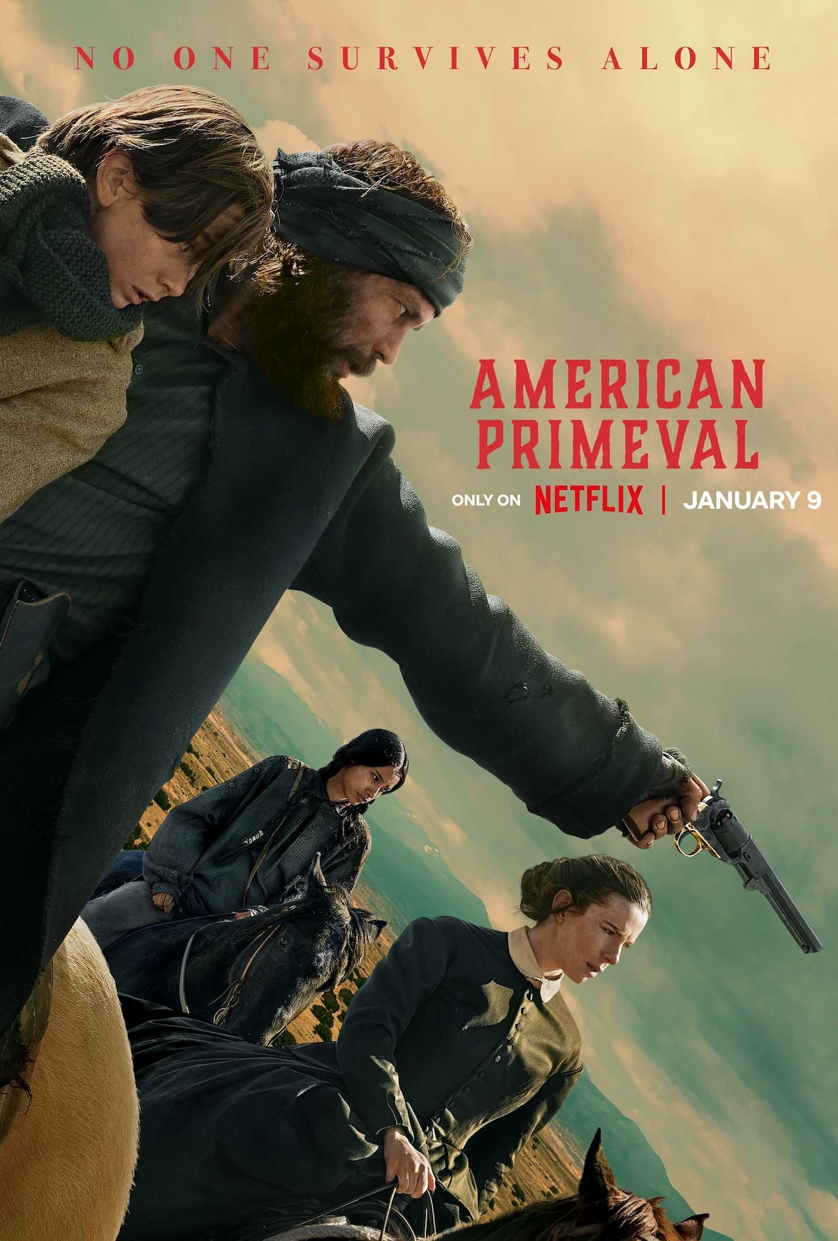 Taylor Kitsch and Betty Gilpin try to survive in a lawless wild west in American Primeval
