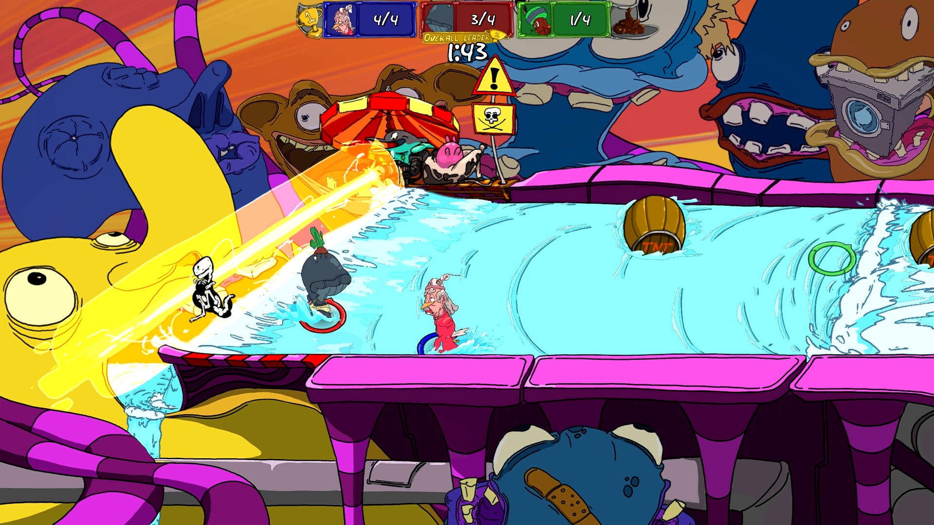 Catch a penguin on a rocket in YamaYama