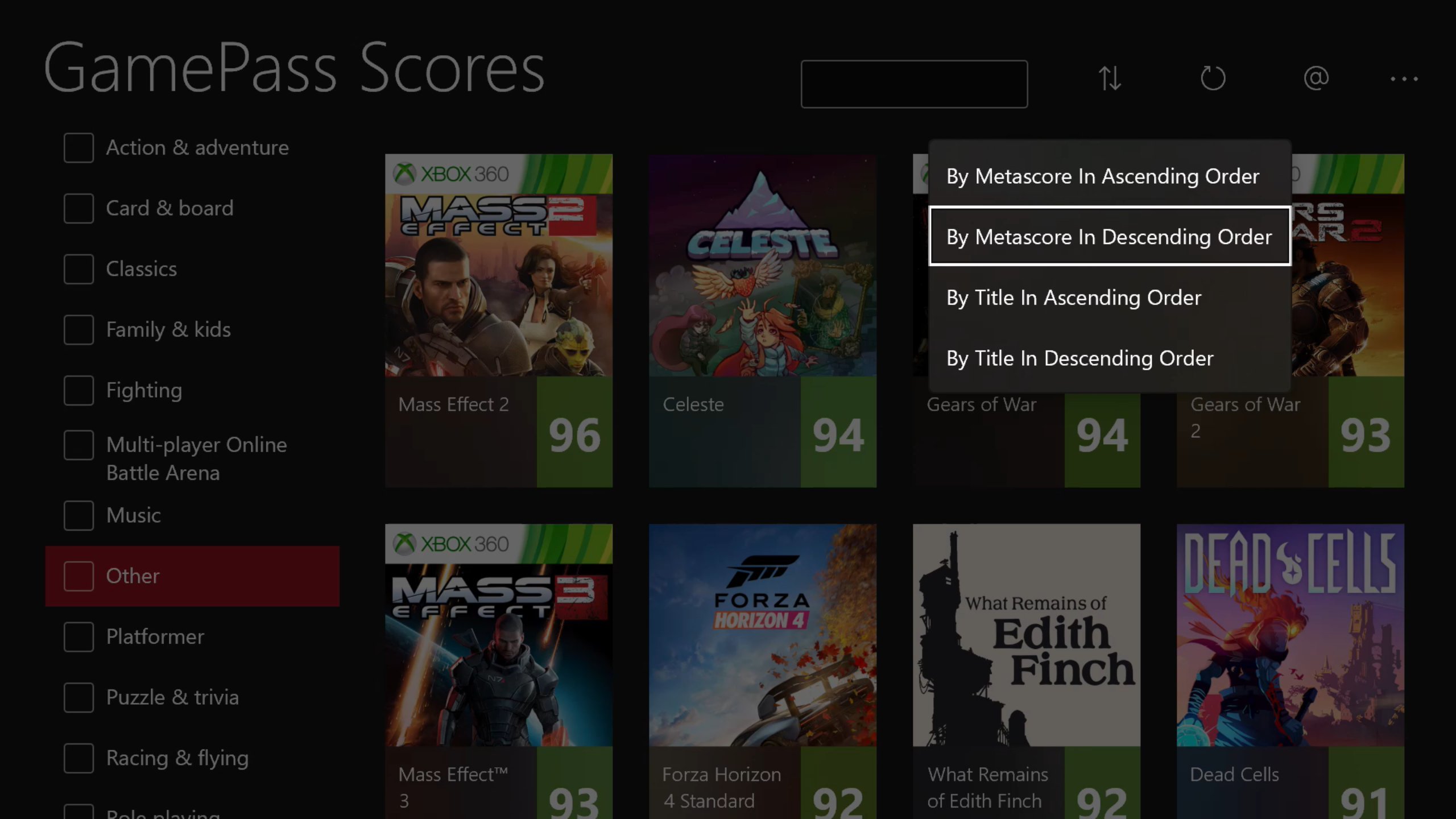 Get all Metascores for Xbox Game Pass with new app - - Gamereactor